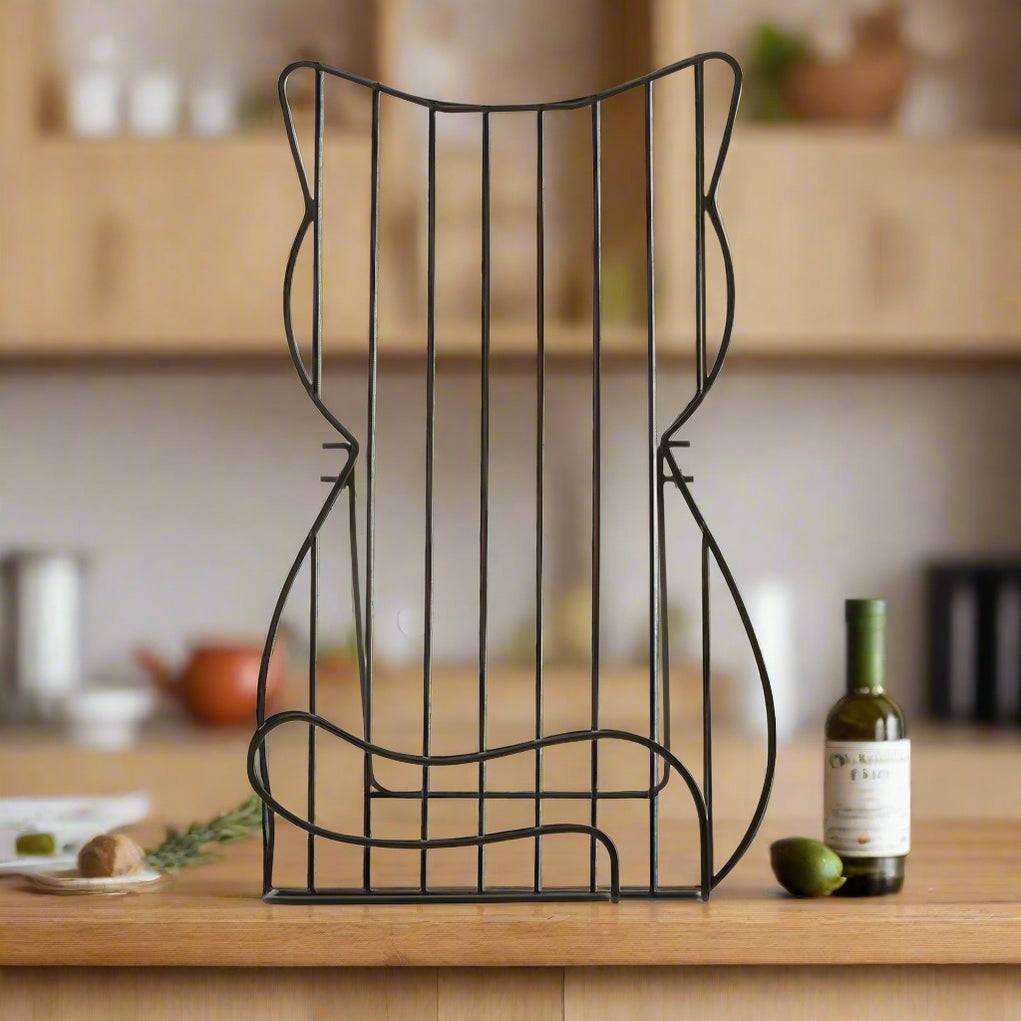 Black Cat Shaped Metal Book Stand