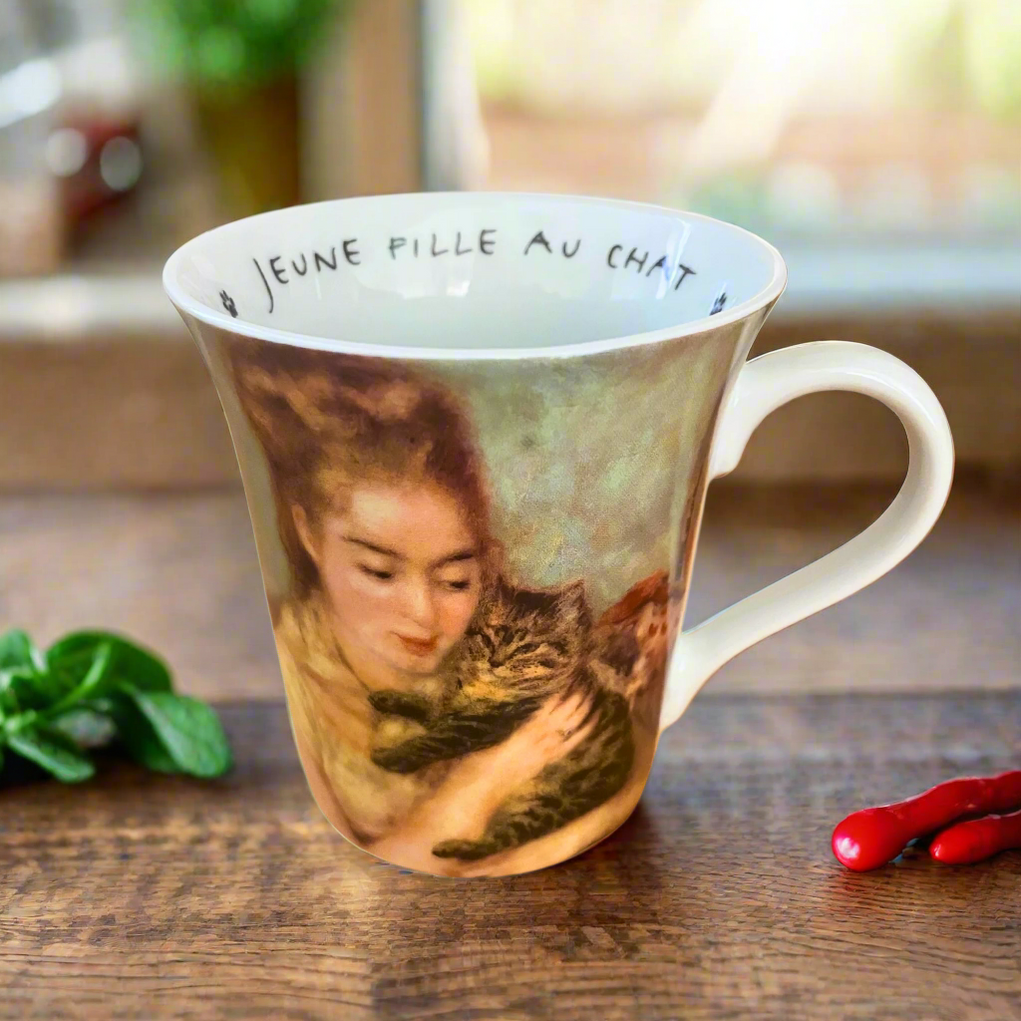 Pierre-Auguste Renoir "Woman with a Cat" Fine Art Porcelain Mug