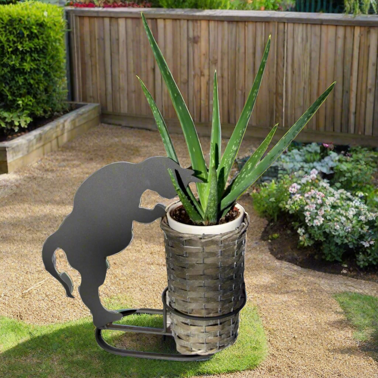 Silhouette Metal Black Cat Planter & Basket