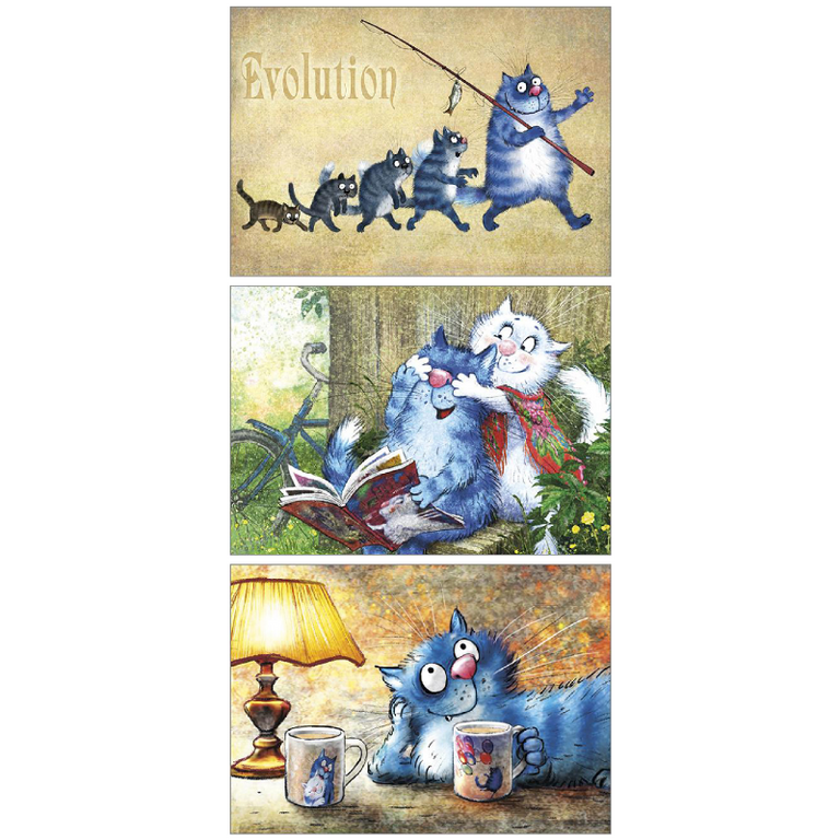'Dreamer' 'Evolution' and 'Guess Who' Funny Cat Greeting Cards by Rina ...