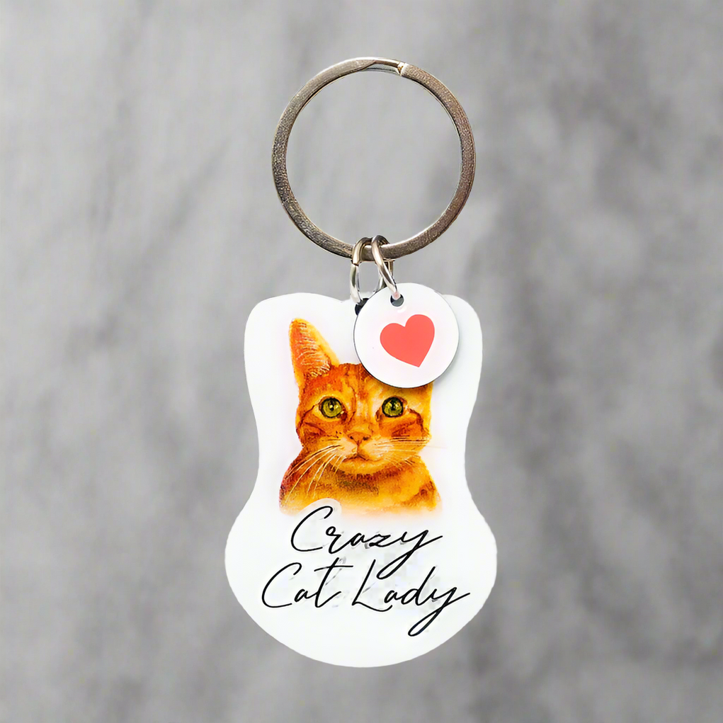 Crazy Cat Lady, Cat Mum, Best Friend Has Paws Enamel Heart Keyring Bag ...