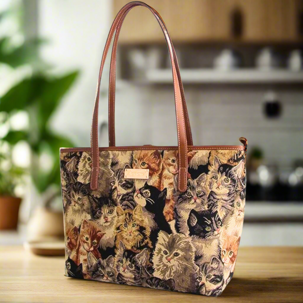 Signare Tapestry College Cat Bag – Stylish Cat Lovers Shoulder Tote