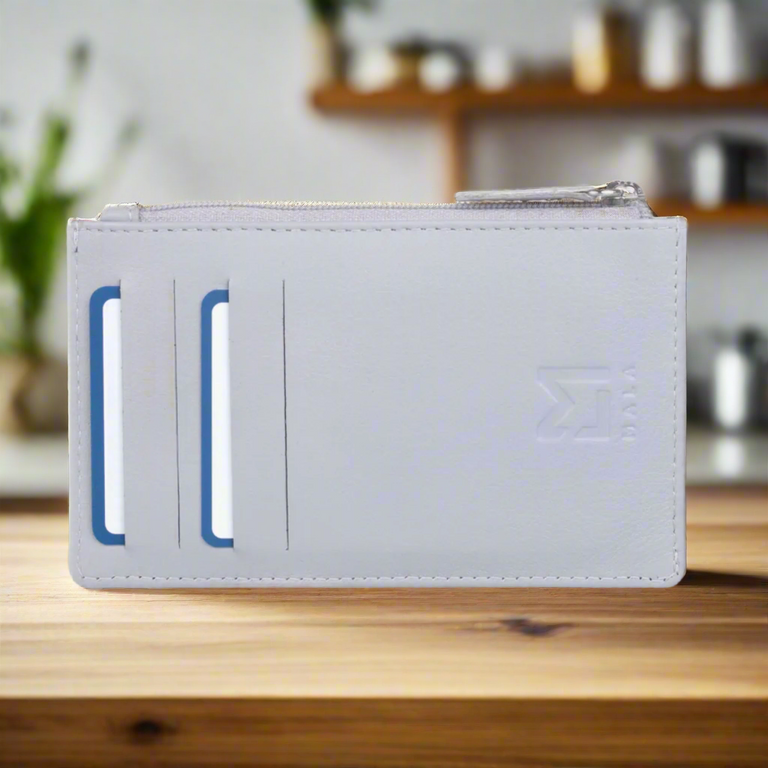 Mala Leather Vinny the Cat Large Coin and Card Purse Grey