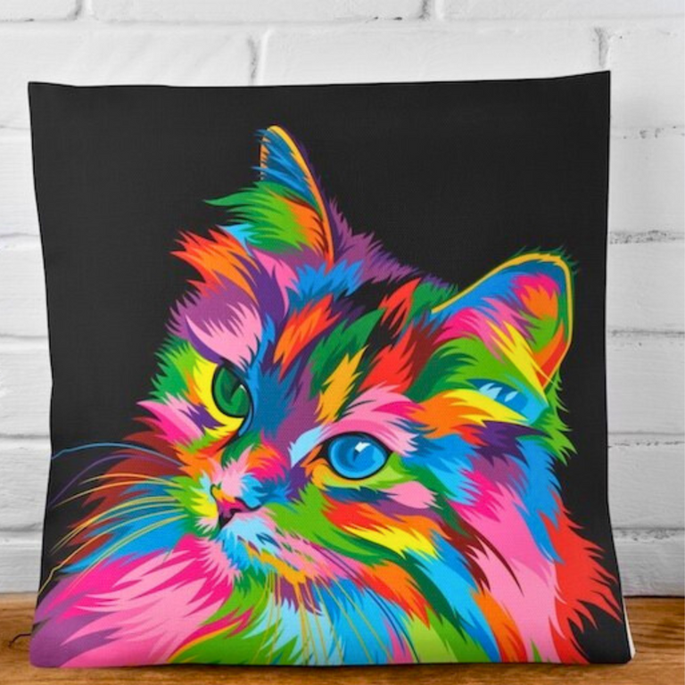 Rainbow Cat Cushion Cover (Cushion NOT Included)
