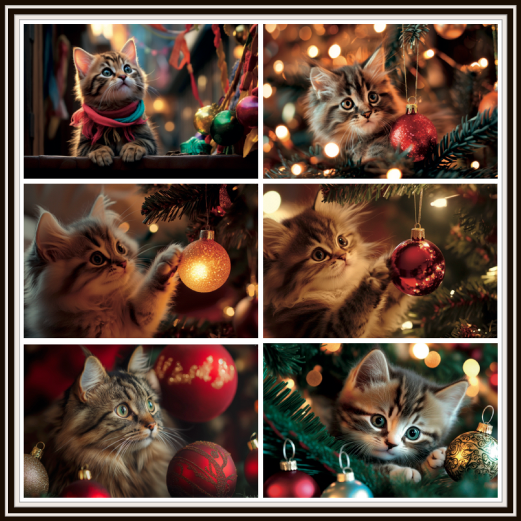 Selection Cute Kitten Cats Christmas Cards - Card Set or Single