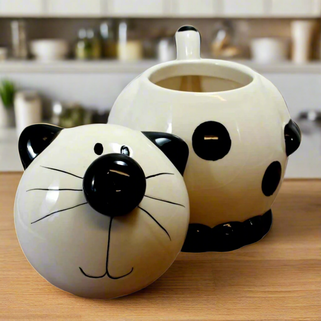 Black & White Cat Ceramic Cookie Jar / Biscuit Barrel