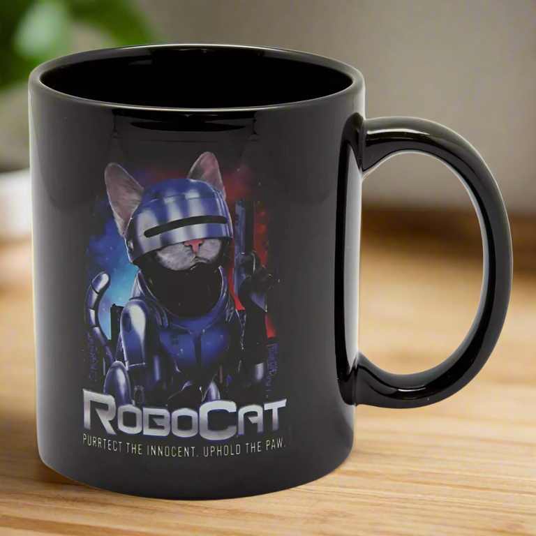 Purrassic Park Black Cat Mug – Funny Gift for Cat Lovers – Boxed Ceramic