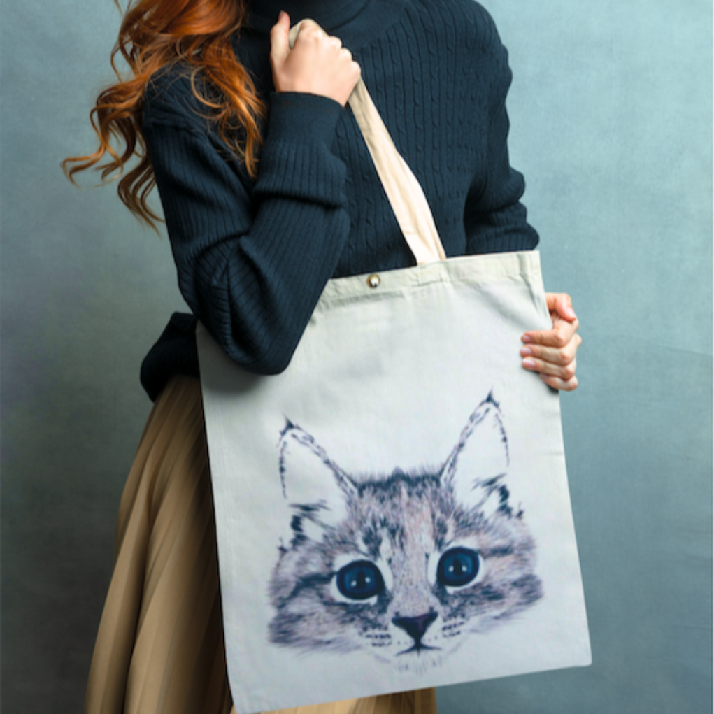 White Kitten Canvas Tote Bag