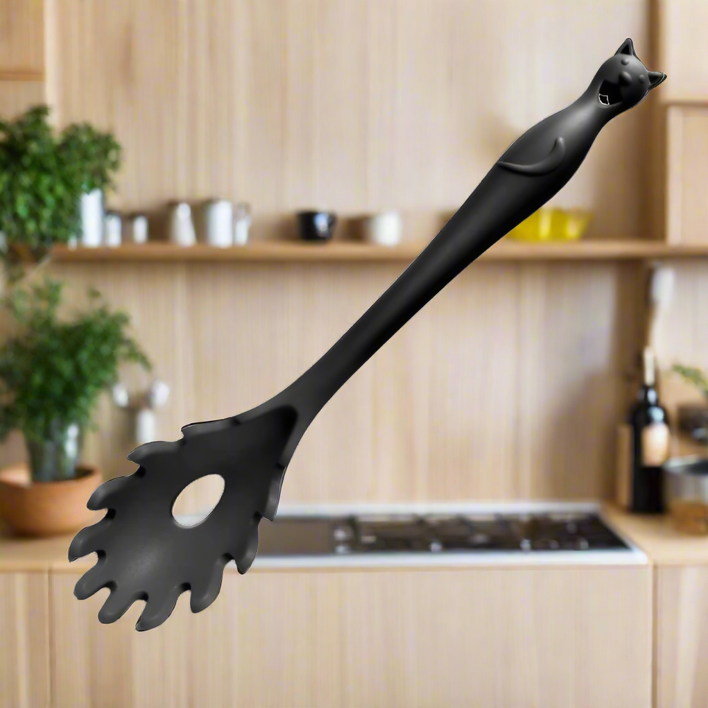 Set of 5 Black Cat Silicone Kitchen Cooking Utensils, Spoons, Ladle and ...