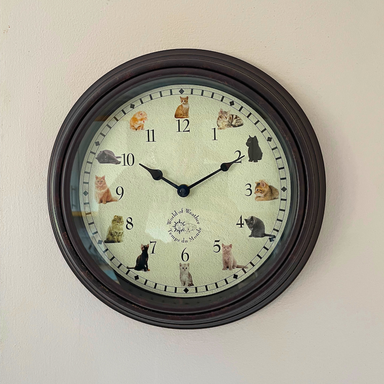 Brown and Cream Cat Wall Clock (Meow's on the Hour)