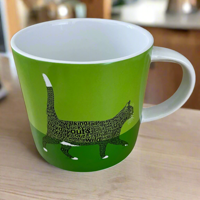 "Walk on the Wild Side" Cat Mug – 14oz | Wild About Words by Dominique Vari