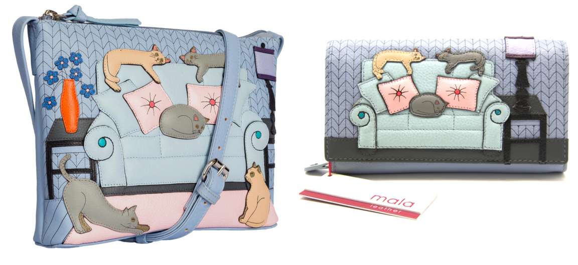 Mala Leather Lazy Days Matinee Blue Cat Purse and Matching Cross Body ...