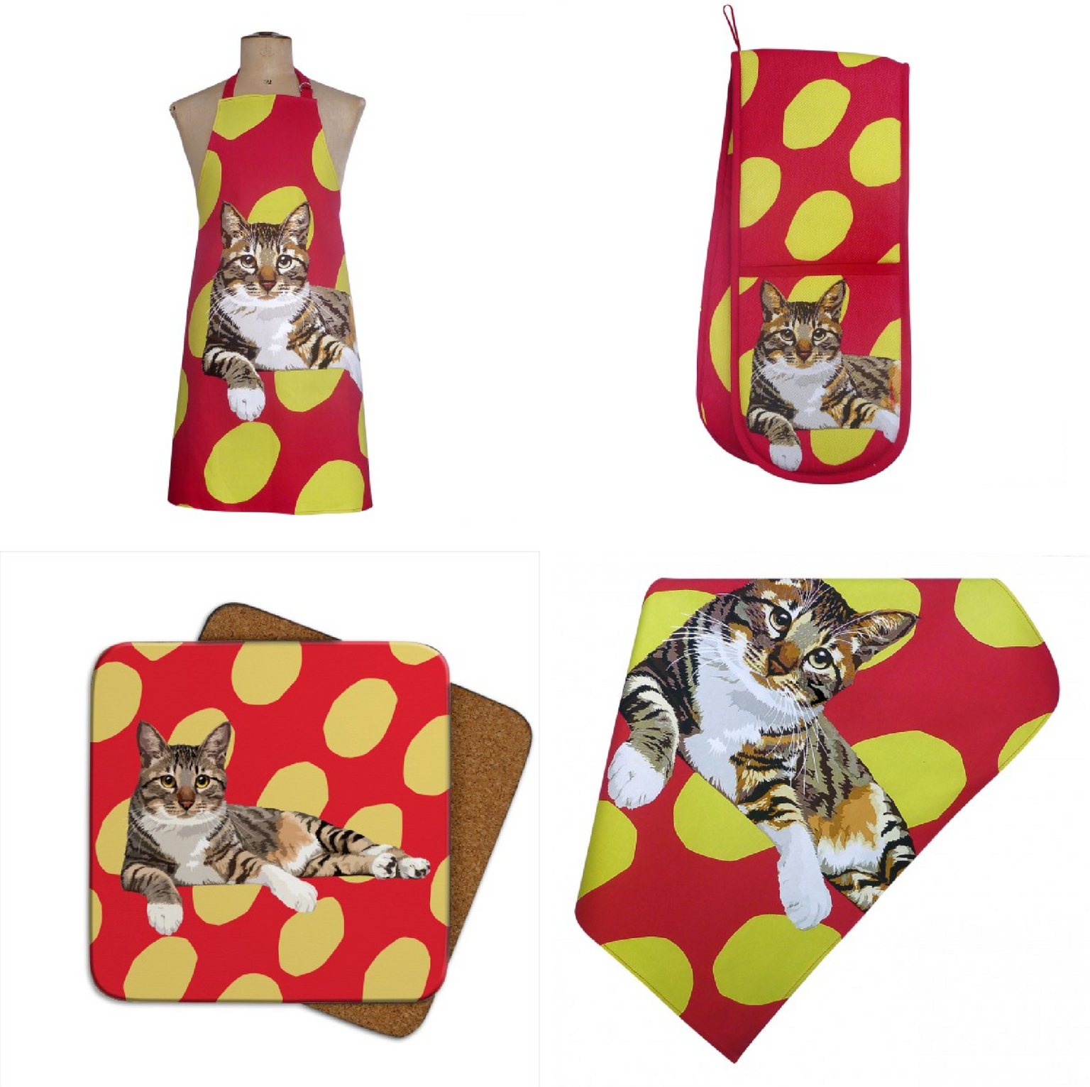 Tabby Cat Kitchen Set by Leslie Gerry - Gift Set