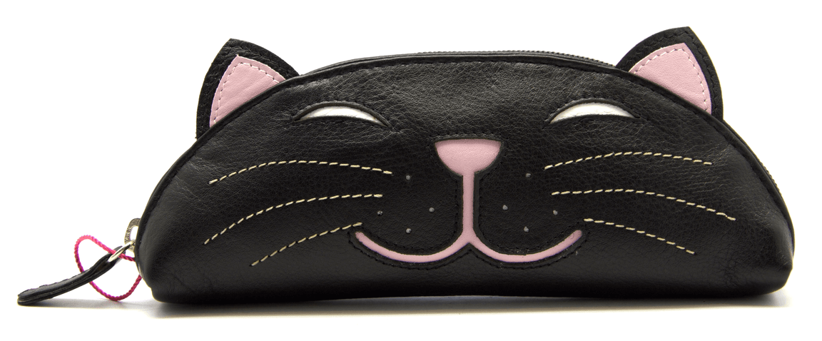 Mala Leather Rosie the Cat Black Glasses Case / Pencil Case / Purse