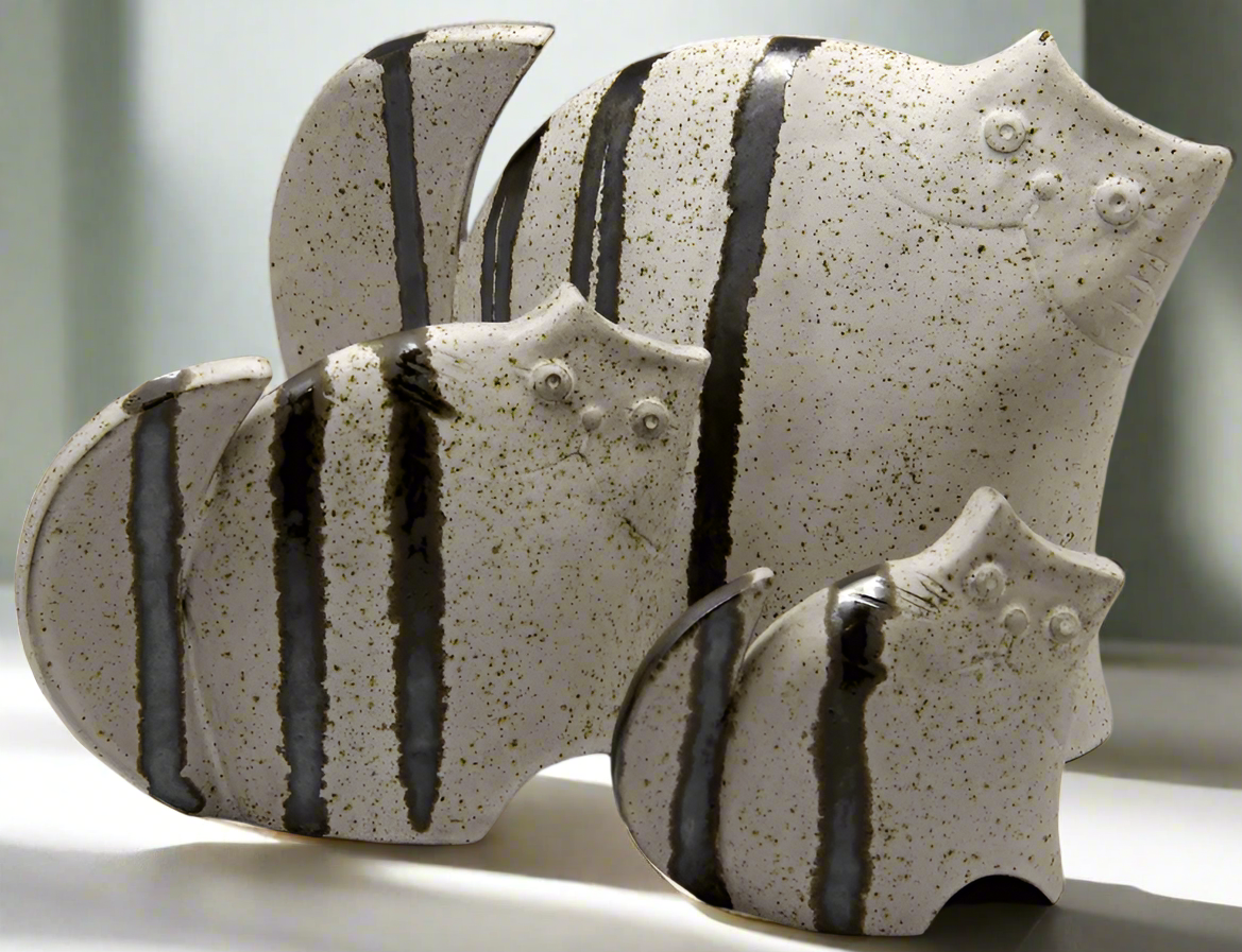 White Ceramic Candid Cat