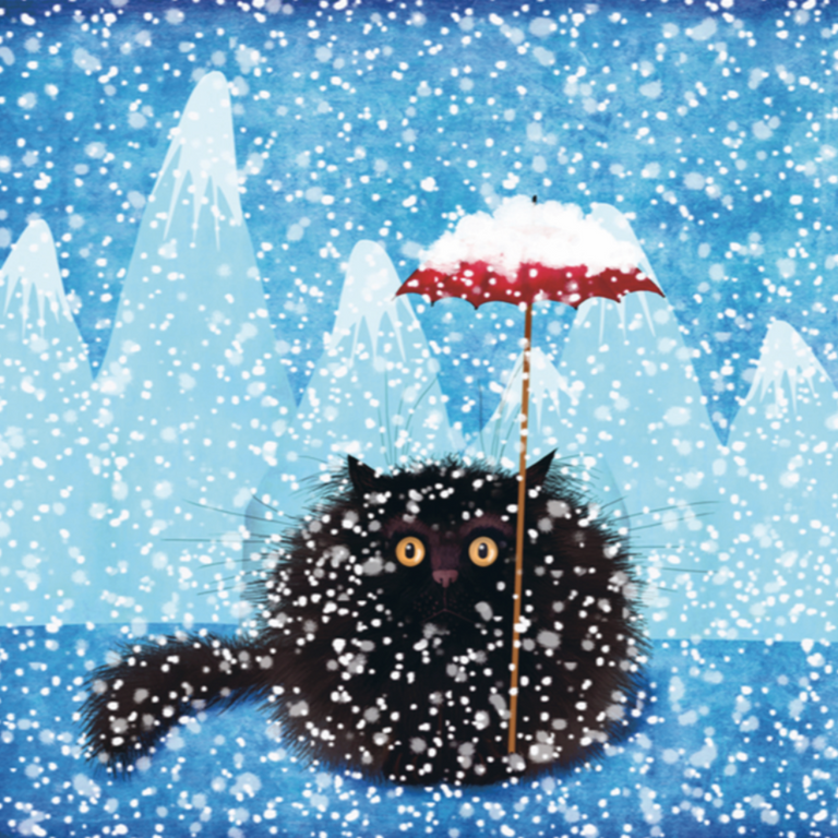 'Blizzard' Black Cat Christmas Card