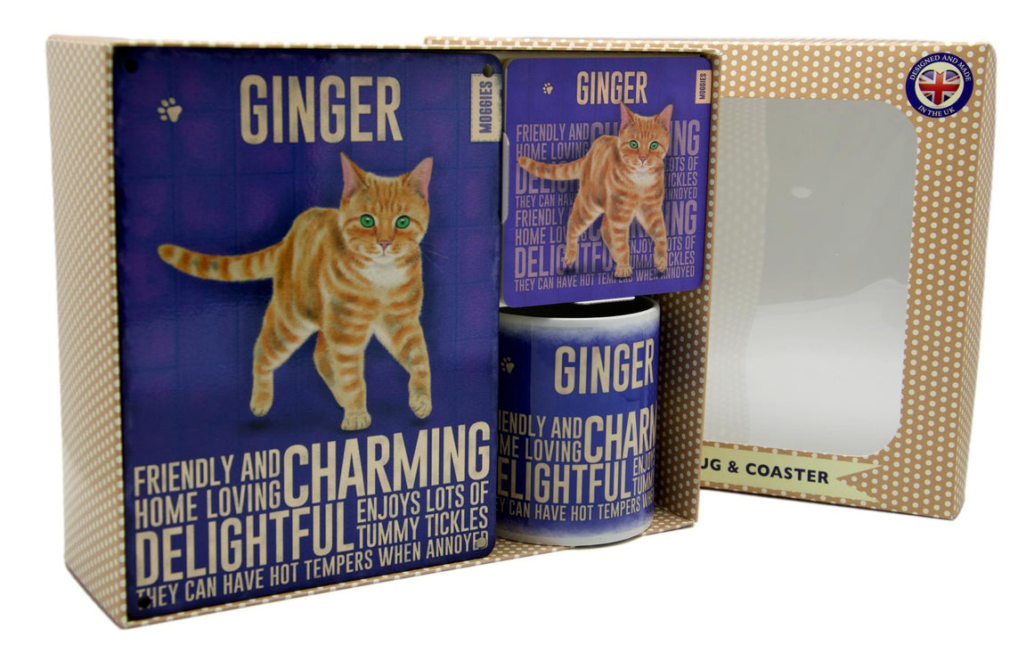 Ginger Cat Mug, Sign & Coaster Gift Set