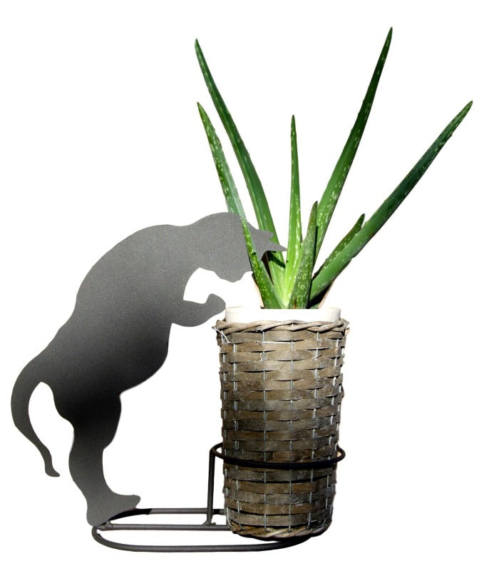 Silhouette Metal Black Cat Planter & Basket